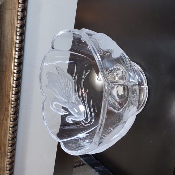 Crystal Clear | Dining | Etched Crystal Swan Bowl | Poshmark